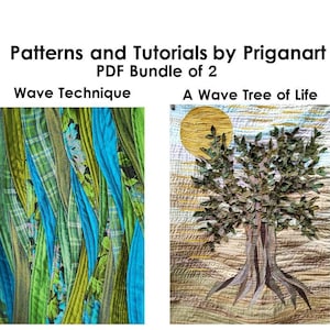PDF Bundle of 2 Wave Landscape Patchwork Patterns and Tutorials, PDF Tutorials, Instant Download ...