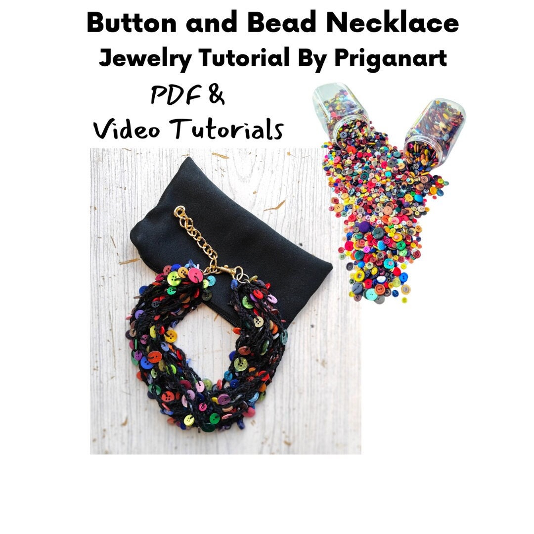 Button Necklace Tutorial, Button Jewelry Tutorial, PDF Tutorial, Video ...