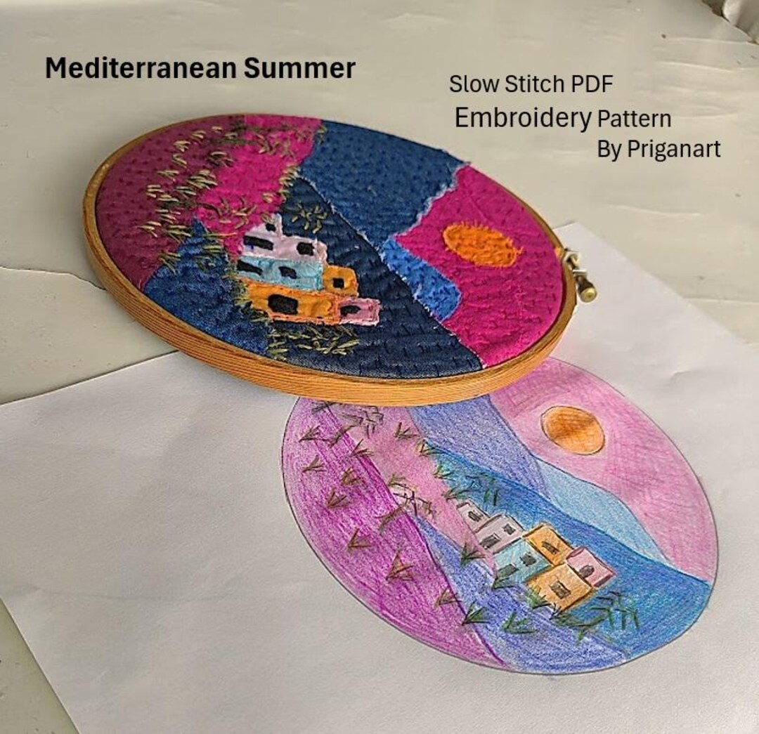 Mediterranean Summer, Slow Stitch Embroidery PDF Pattern and Tutorial ...