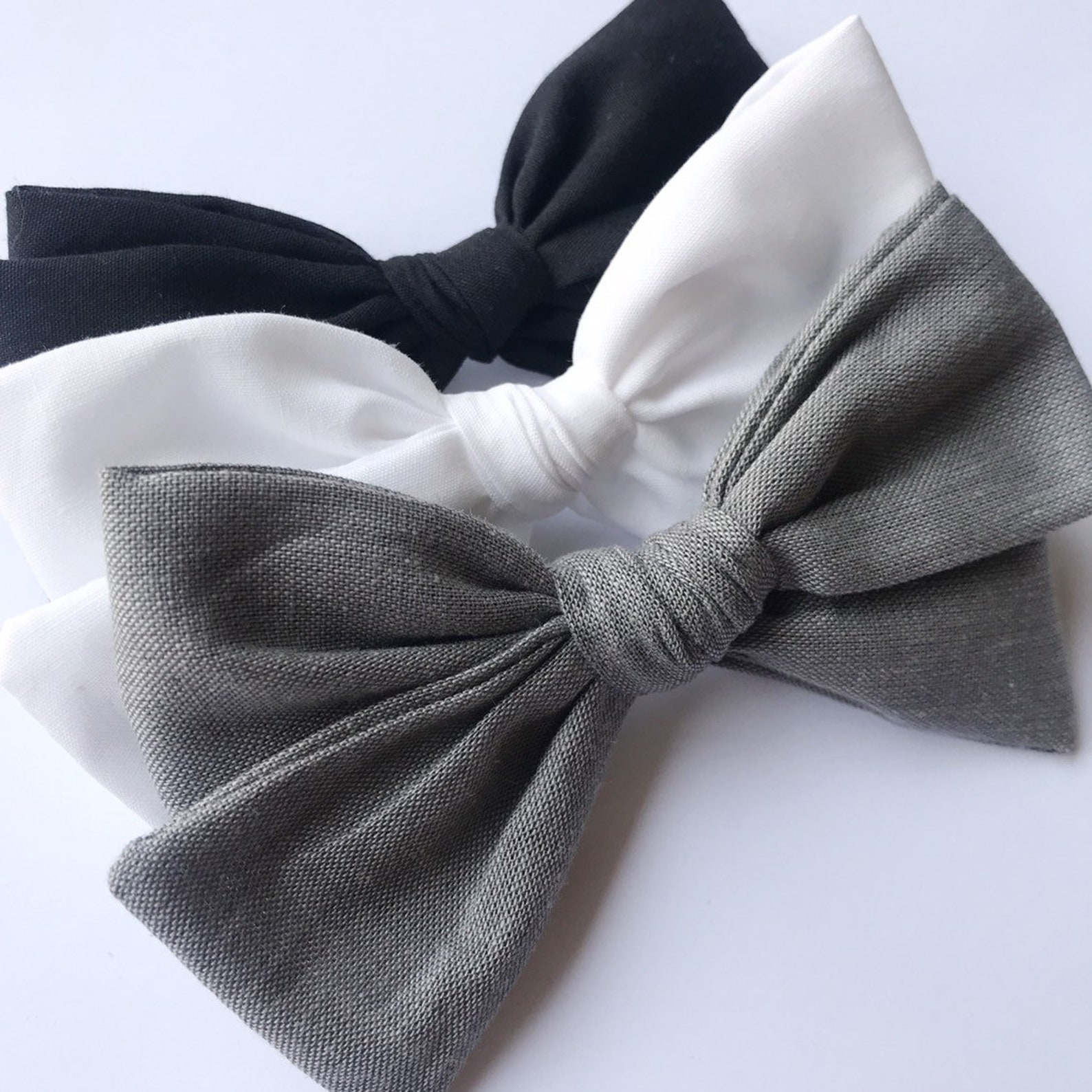 Solid set of 3 solid bows mix and match fabric bow sets | Etsy