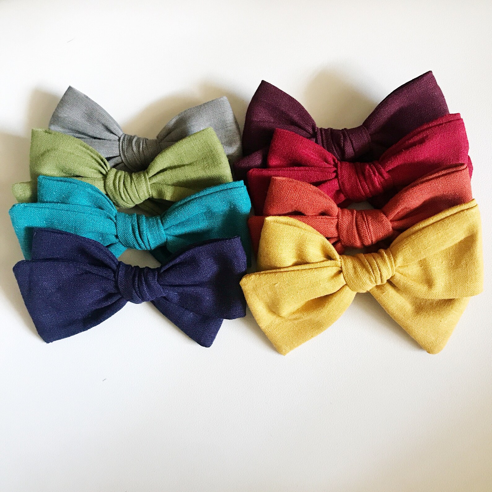 Fall Bows Fall Bow Set Mustard Bows Plum Bows Gray Bows | Etsy