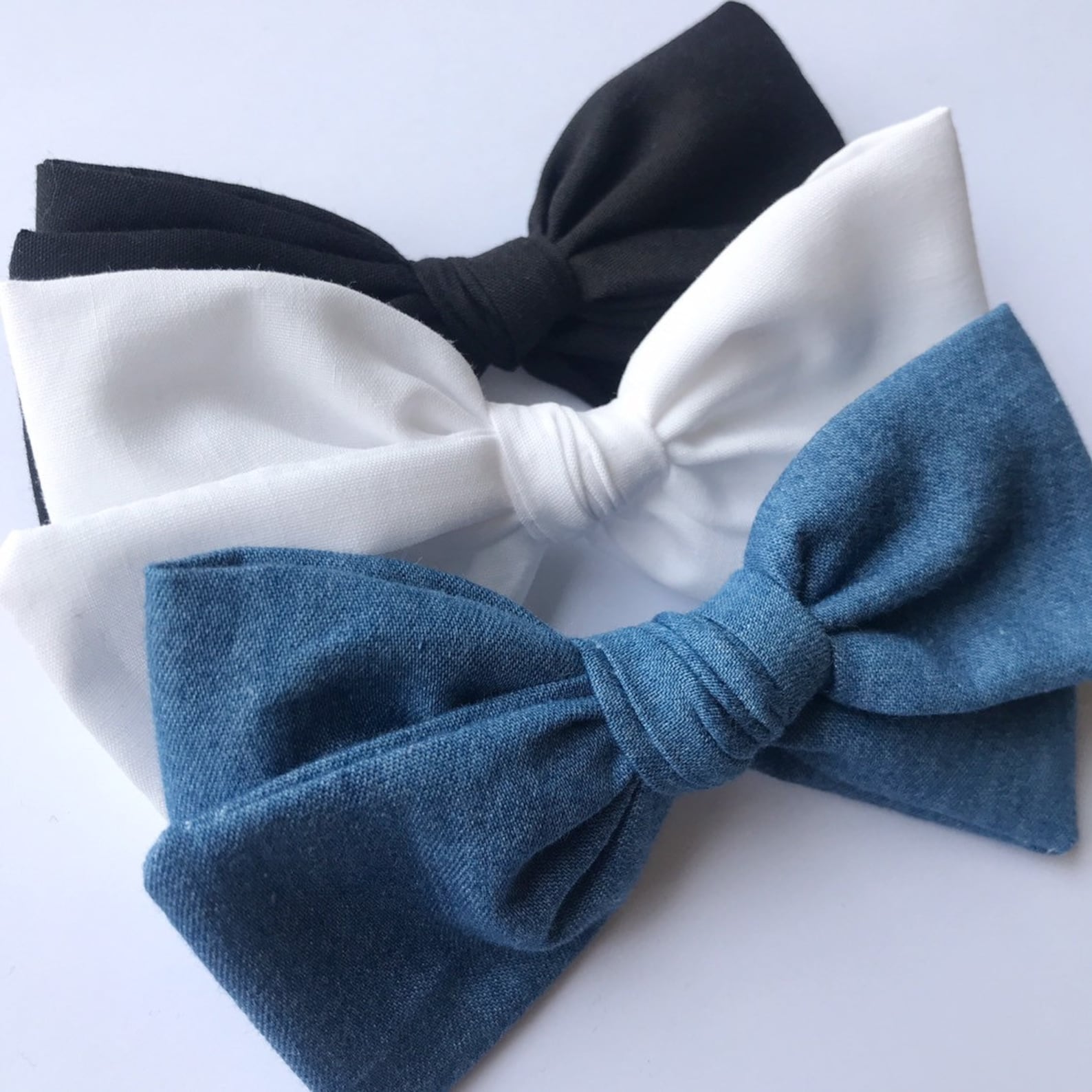 Solid set of 3 solid bows mix and match fabric bow sets | Etsy