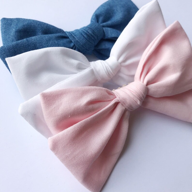 Solid set of 3 solid bows mix and match fabric bow sets | Etsy