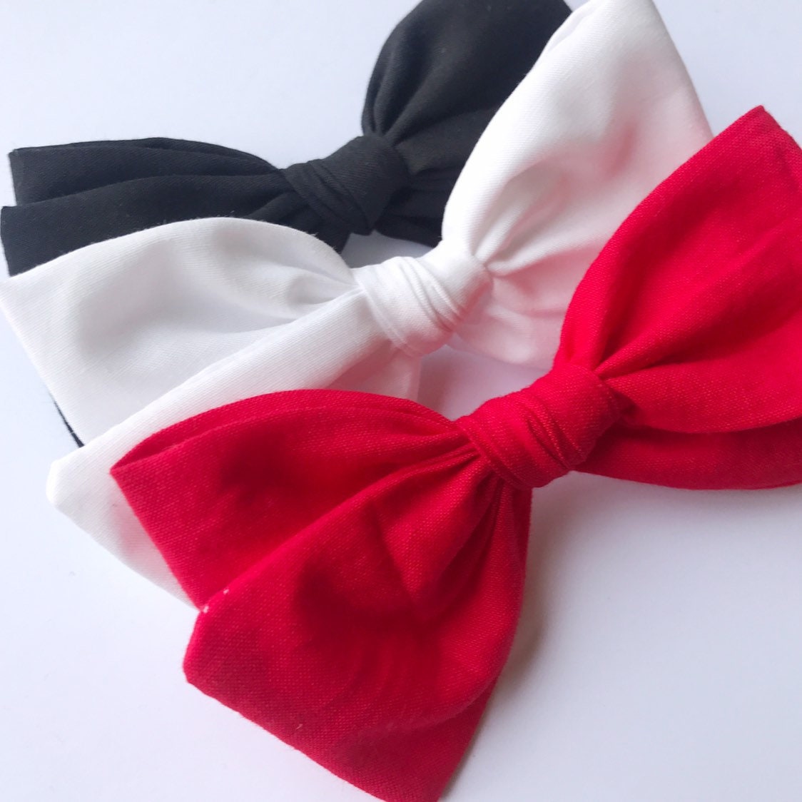 Solid set of 3 solid bows mix and match fabric bow sets | Etsy