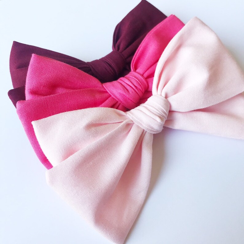 Solid set of 3 solid bows mix and match fabric bow sets | Etsy