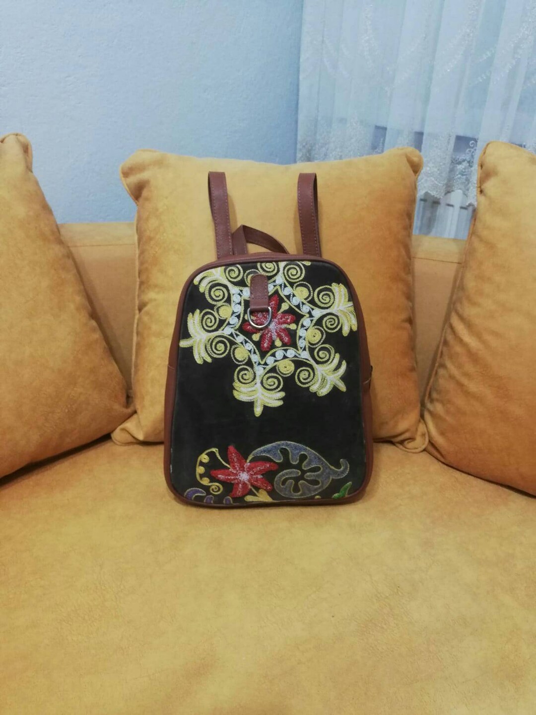 Vintage Kilim Backpack,leather Bag,oushak Backpack,carpet Backpack,rug ...