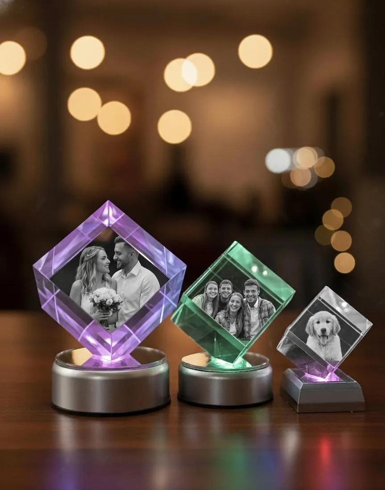Personalized Laser Engraved Photo Crystal – 3d Memorial Family Picture ...
