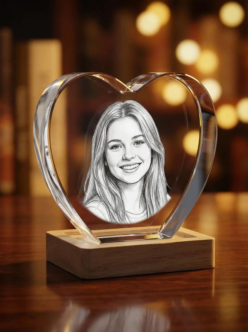 3d Family Photo Crystal – Personalized Laser Engraved Memorial Picture ...