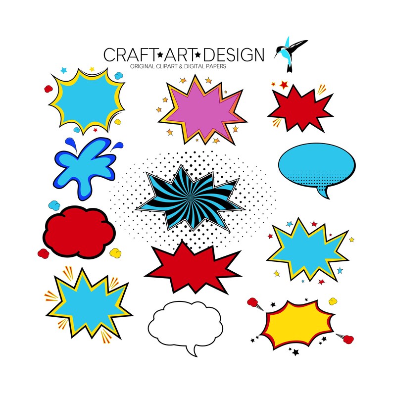 Comic Text Digital Clipart. Superhero Text Clipart. Pop Art Text, Comic ...