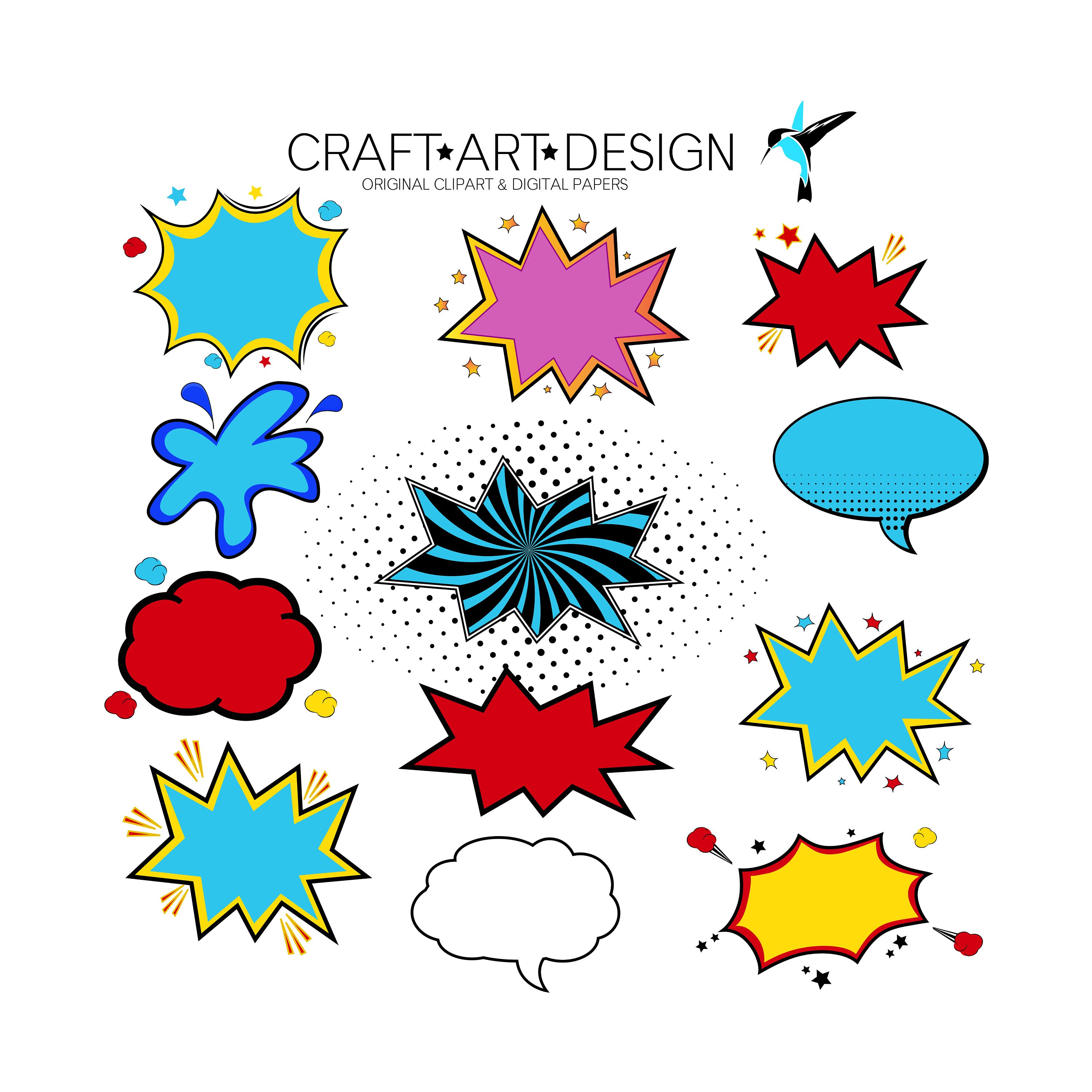 Comic Text Digital Clipart. Superhero Text Clipart. Pop Art Text, Comic ...