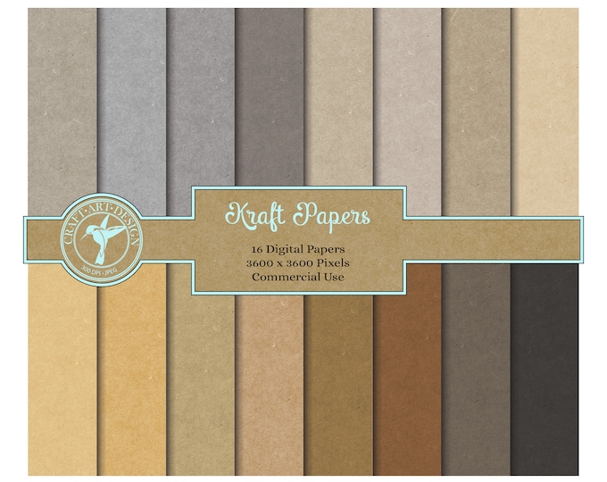 Digital Paper Pack - Kraft Texture Digital Paper - Colored Kraft Papers ...
