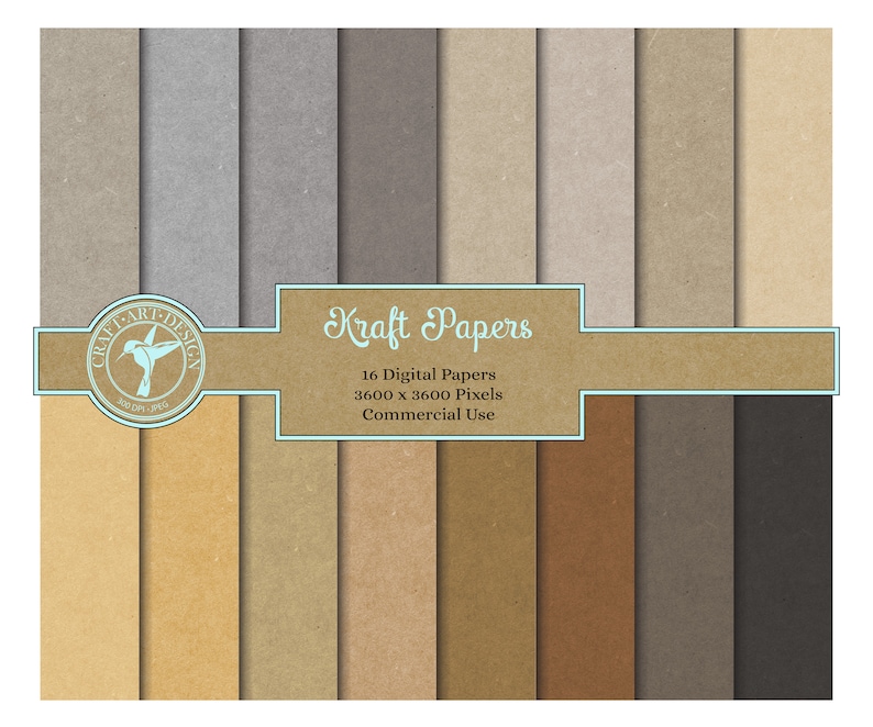 Digital Paper Pack - Kraft Texture Digital Paper - Colored Kraft Papers ...
