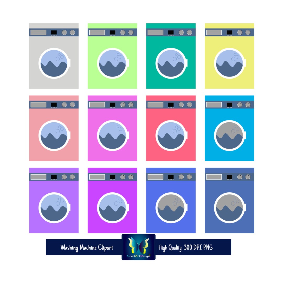 Washing Machine Clipart. Laundry Clipart. Rainbow Colors. Vector and ...