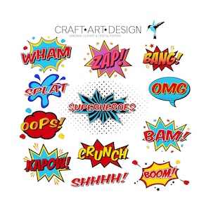 Comic Text Digital Clipart. Superhero Text Clipart. Pop Art Text, Comic ...
