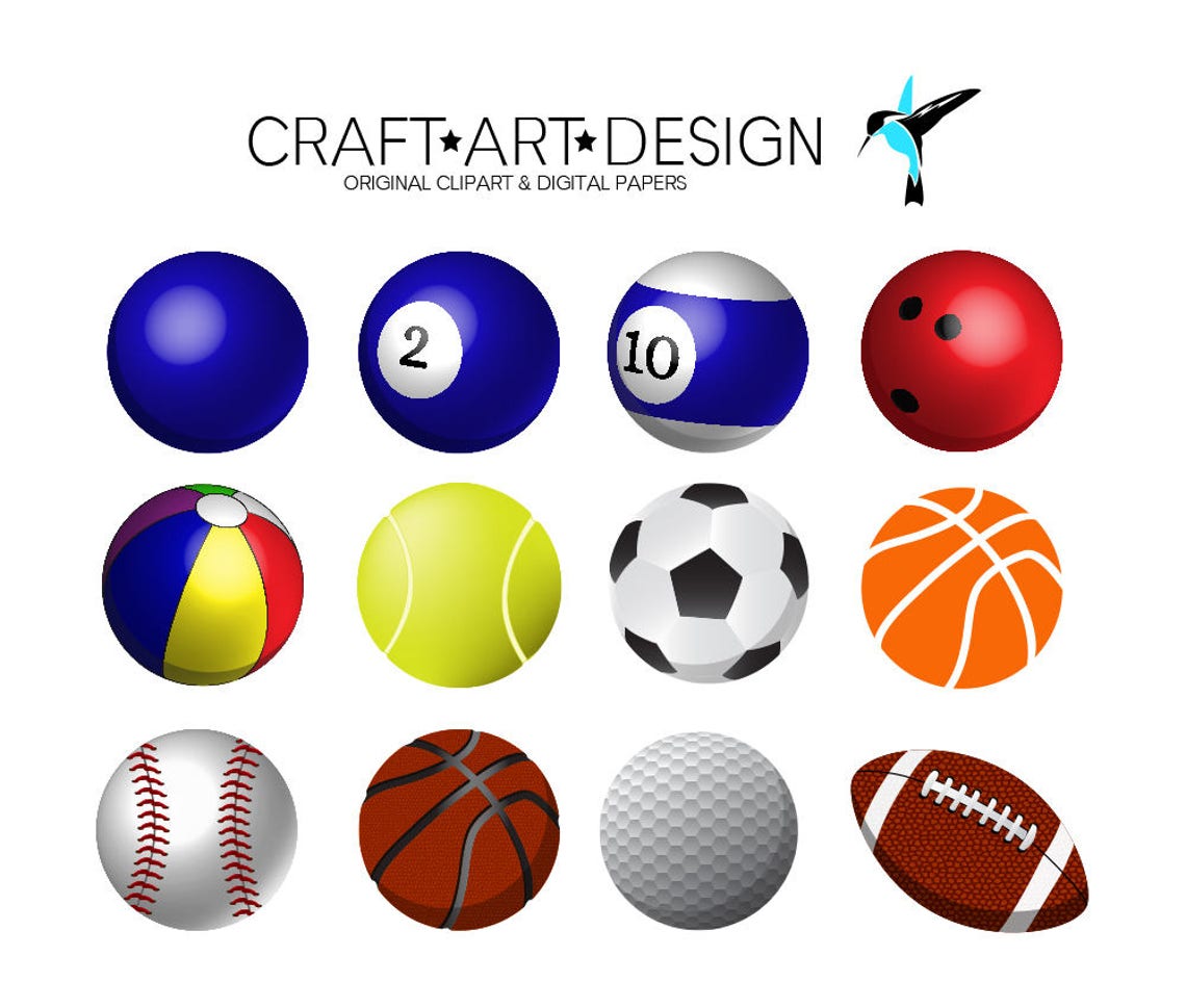 Sport Balls Clipart, Baseball Clipart, Football Clipart, Basketball ...