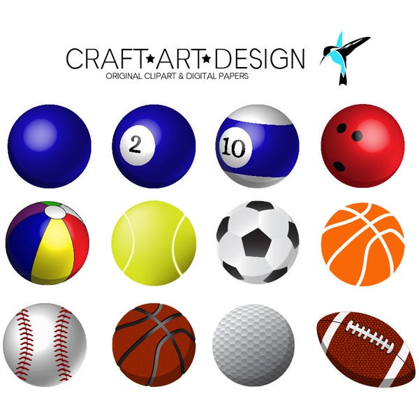 Sport Balls Clipart - Etsy