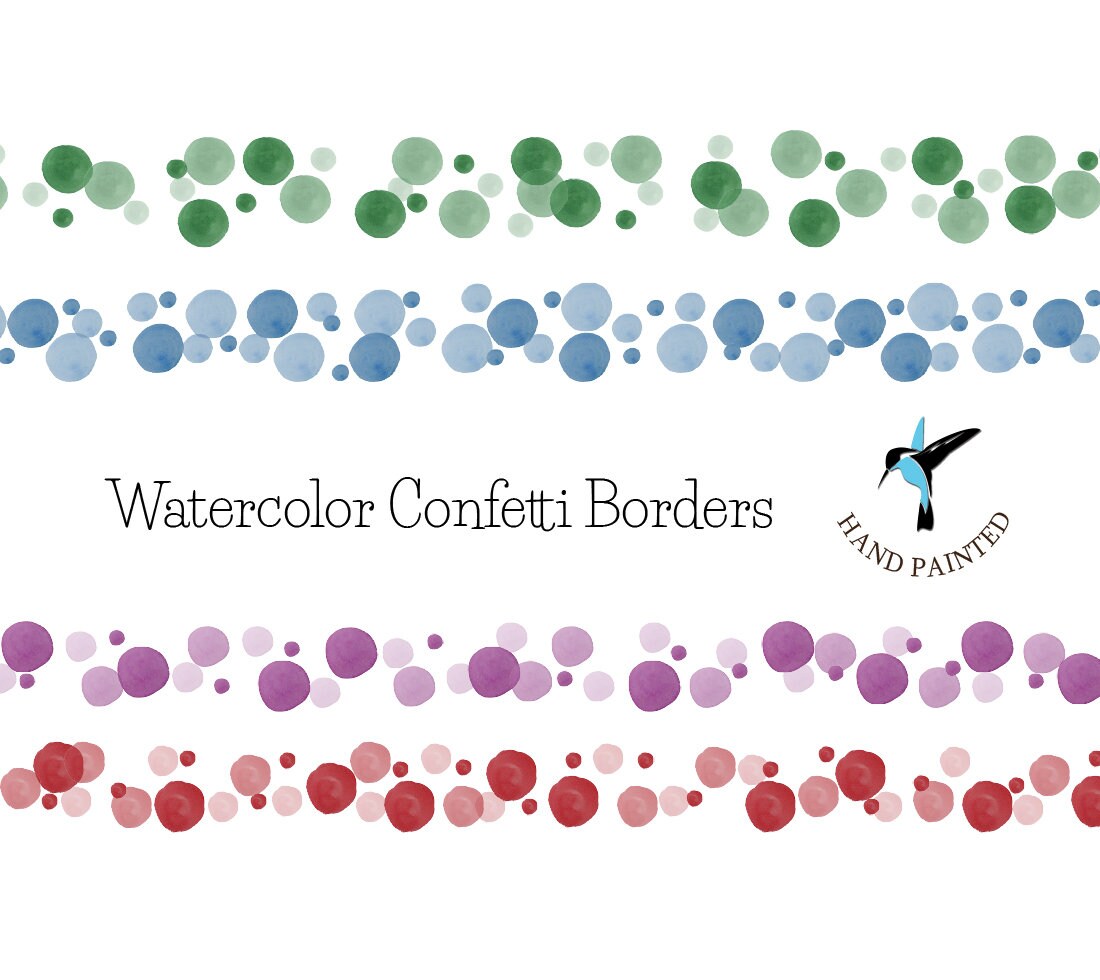 Watercolor Confetti Clipart. Border Clipart. Confetti Overlay. Instant ...