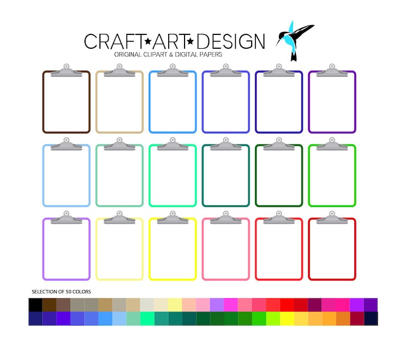 Clipboard Clipart. 50 Rainbow Color Clipboards. Digital Illustrations ...