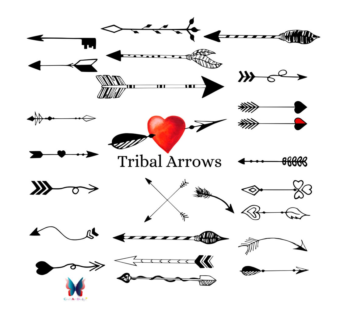 Tribal Arrow Clipart and Vectors - Hand Drawn Arrow Clip Art. Arrows ...