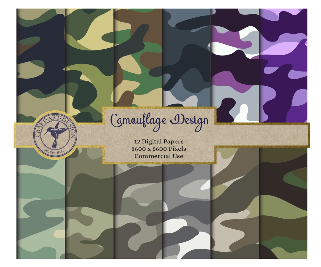 Camouflage Digital Paper Pack, Camo Digital Paper, Army Pattern Digital ...