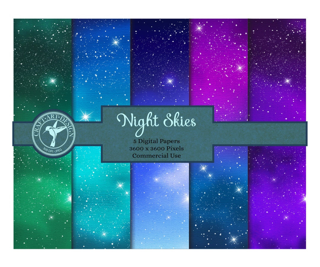 Night Skies Digital Paper Pack. Star Digital Paper. Starry Skies ...