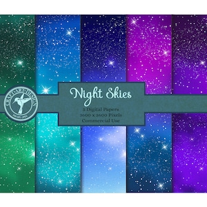 Night Skies Digital Paper Pack. Star Digital Paper. Starry Skies ...