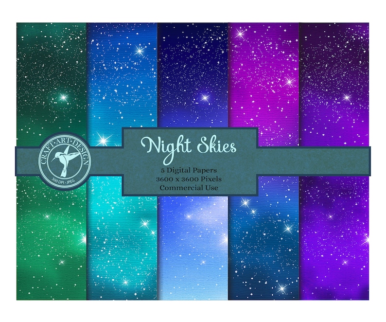 Night Skies Digital Paper Pack. Star Digital Paper. Starry Skies ...