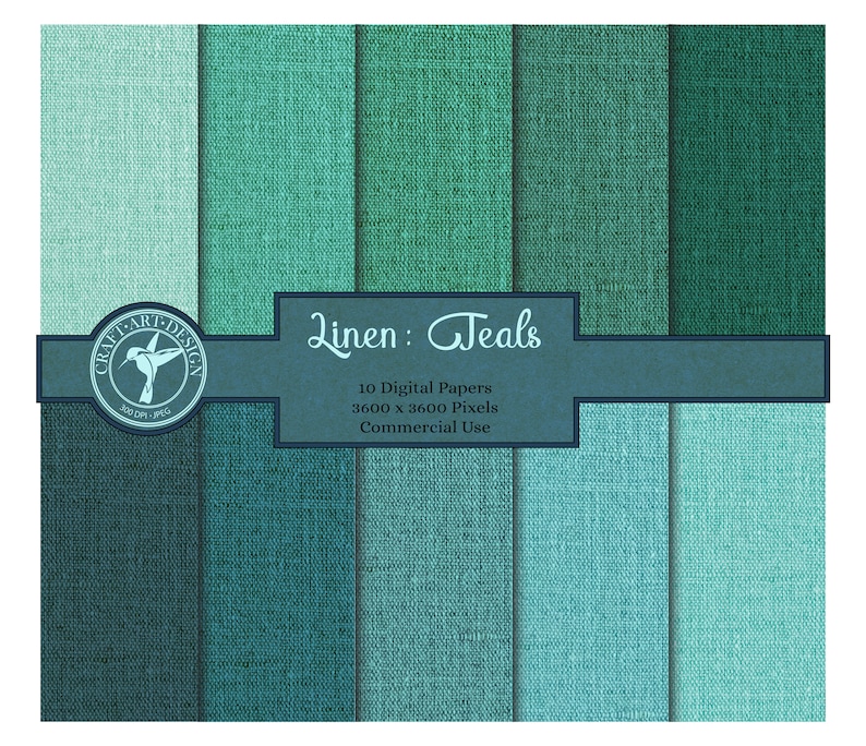 Linen Teals - Digital Paper . Linen Digital Paper Pack. Teal Linen ...