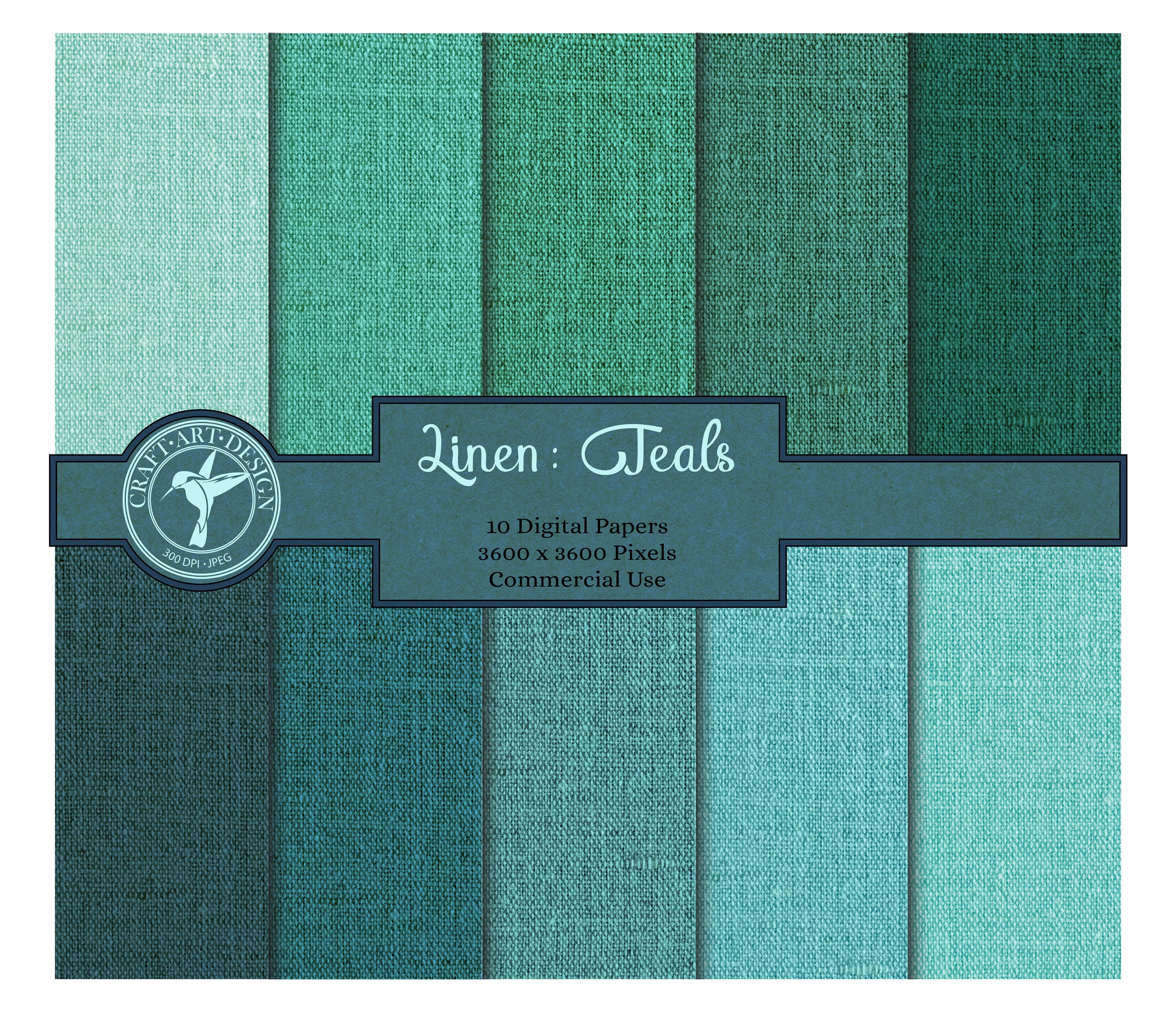 Linen Teals Digital Paper . Linen Digital Paper Pack. Teal Linen ...