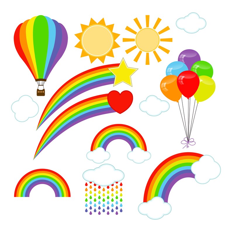 Rainbow Clipart - Rainbow Digital Clip Art - Personal and Light ...