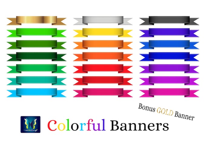 Watercolor Ribbon Banners Clipart - Etsy Canada