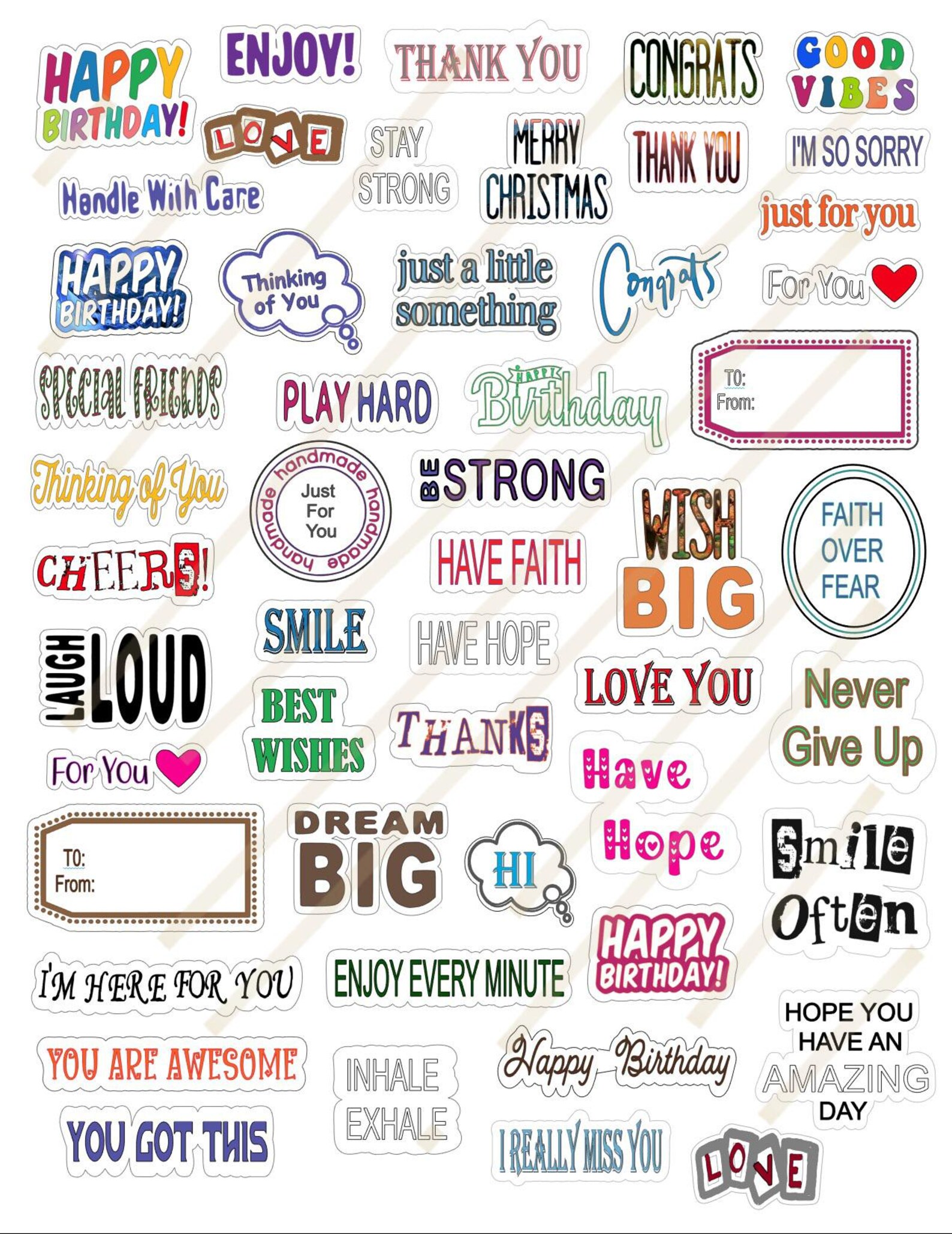 Printable Words Set With a Bonus Tags Page / Digital Download - Etsy