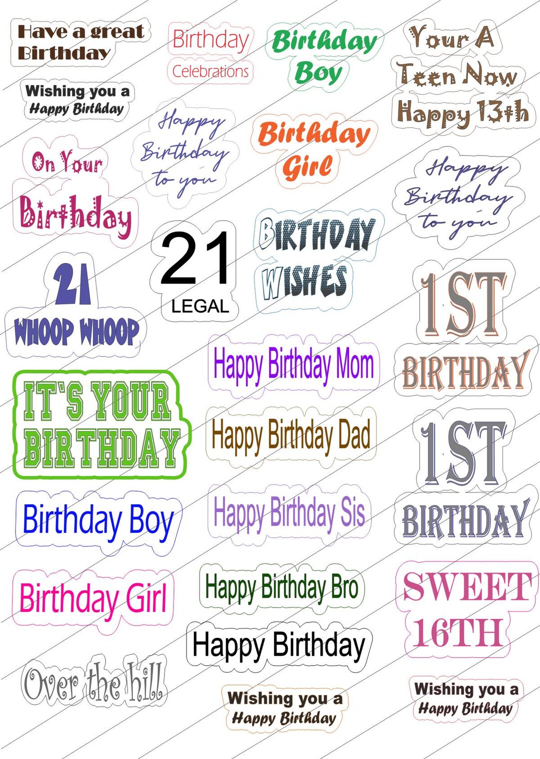 Happy Birthday / Digi Stamp Sentiment and Numbers for Card Making ...