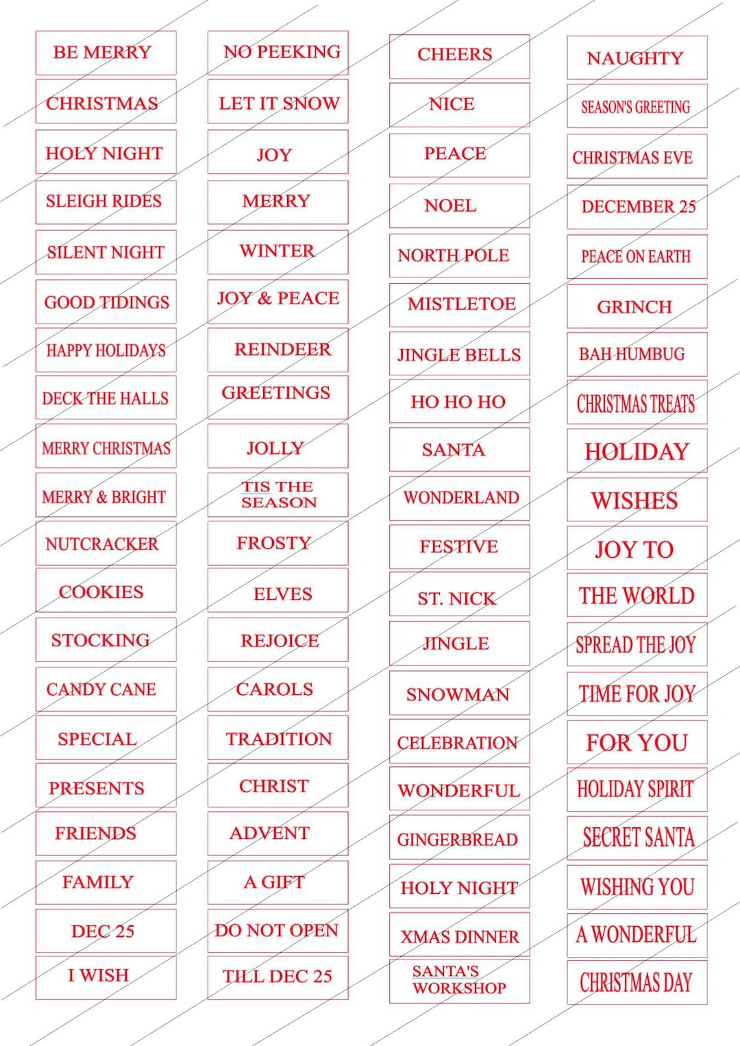 Christmas Words in Red Bonus Stationery Page / Digital Download ...