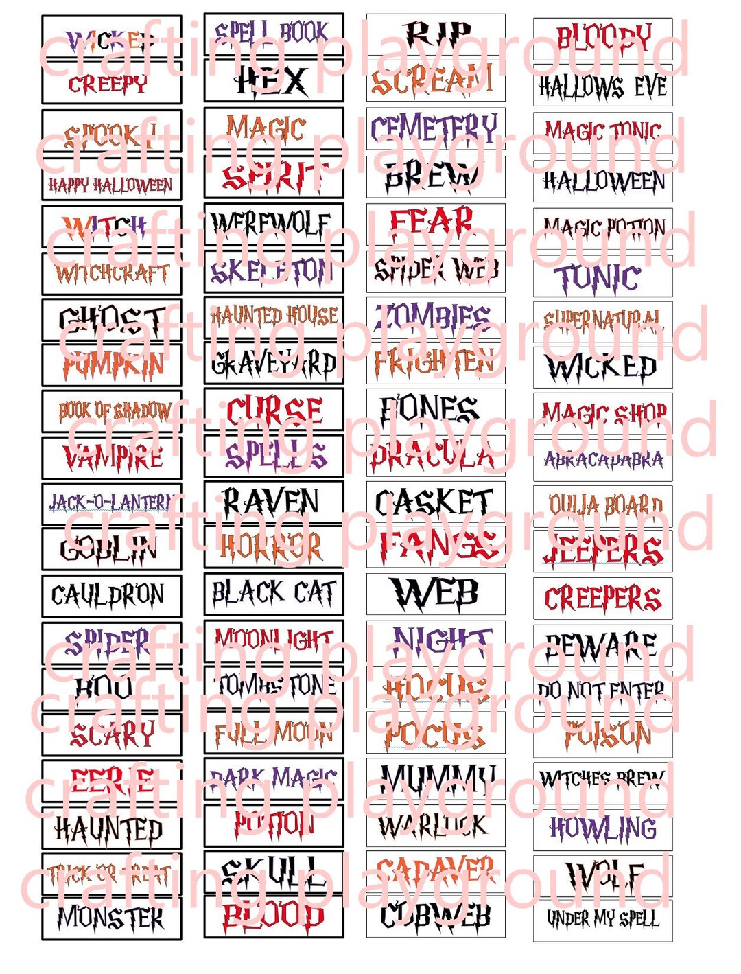 Halloween Words Digital Printable Download - Etsy