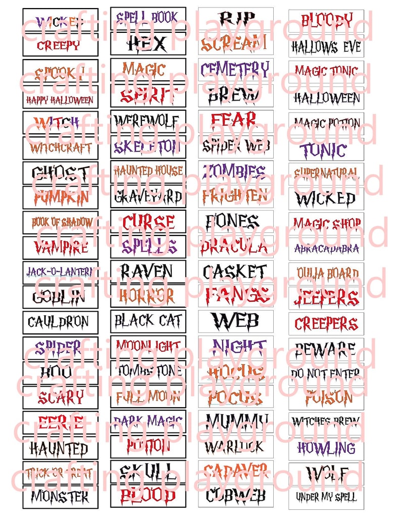 Halloween Words Digital Printable Download - Etsy