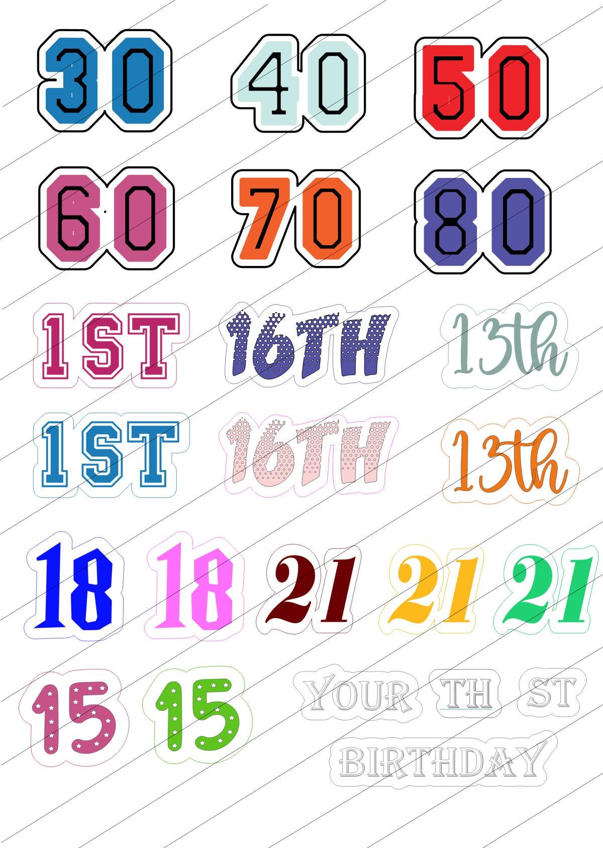 Happy Birthday / Digi Stamp Sentiment and Numbers for Card Making ...