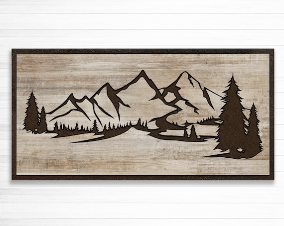 Mountain Art Mountain Trees Carved Wood Wall Art Home Decor - Etsy