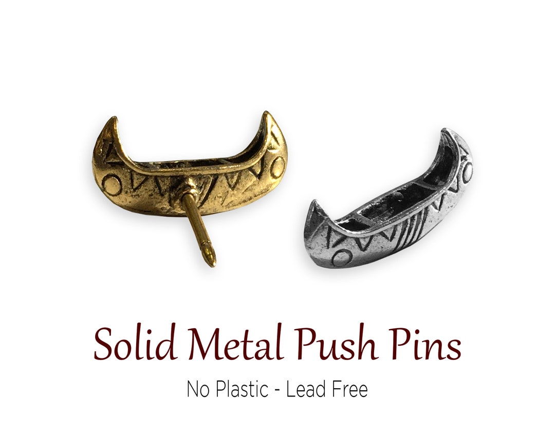Gold or Silver Canoe Push Pins, Boat Push Pin, Fishing Push Pins, River ...