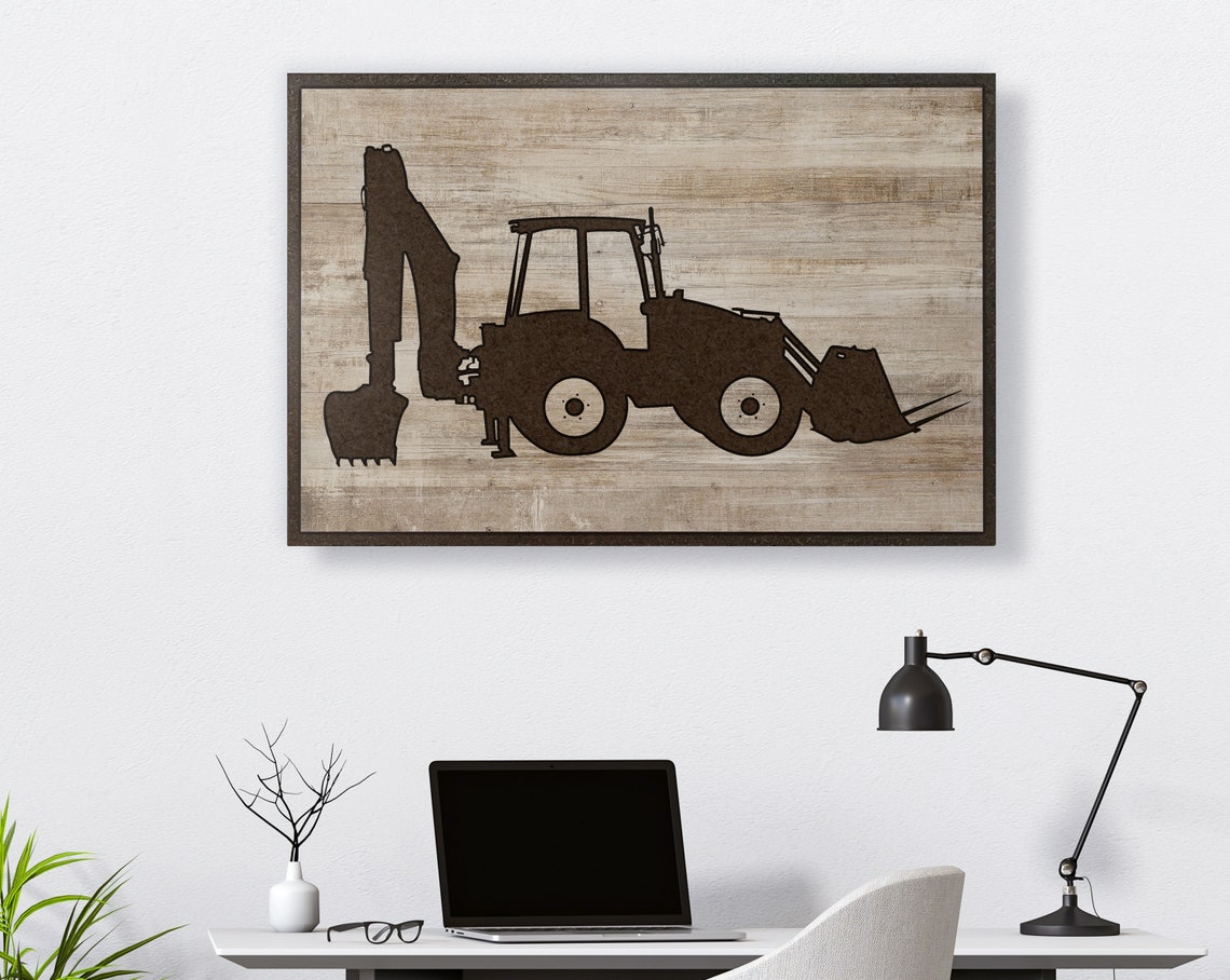 Carved Backhoe Art Construction Wall Décor Baby Shower - Etsy