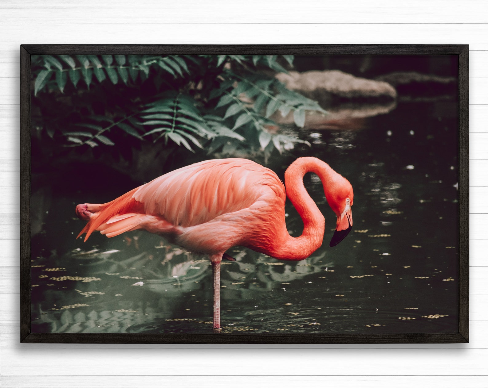 Pink Flamingo Picture | Home or Office Wall Art | Abstract Framed or ...