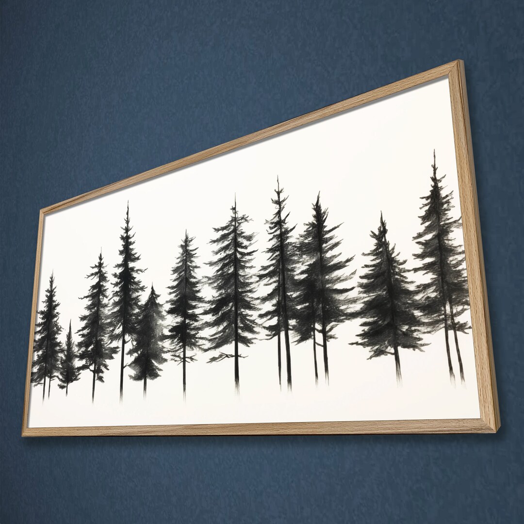 Nature and Cabin Art - Framed Pine Tree Forest Wall Art - Evergreen ...