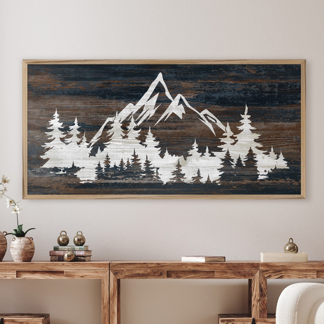 Mountain Wall Art - Cabin Art - Nature and Tree Art - Mountain Picture ...