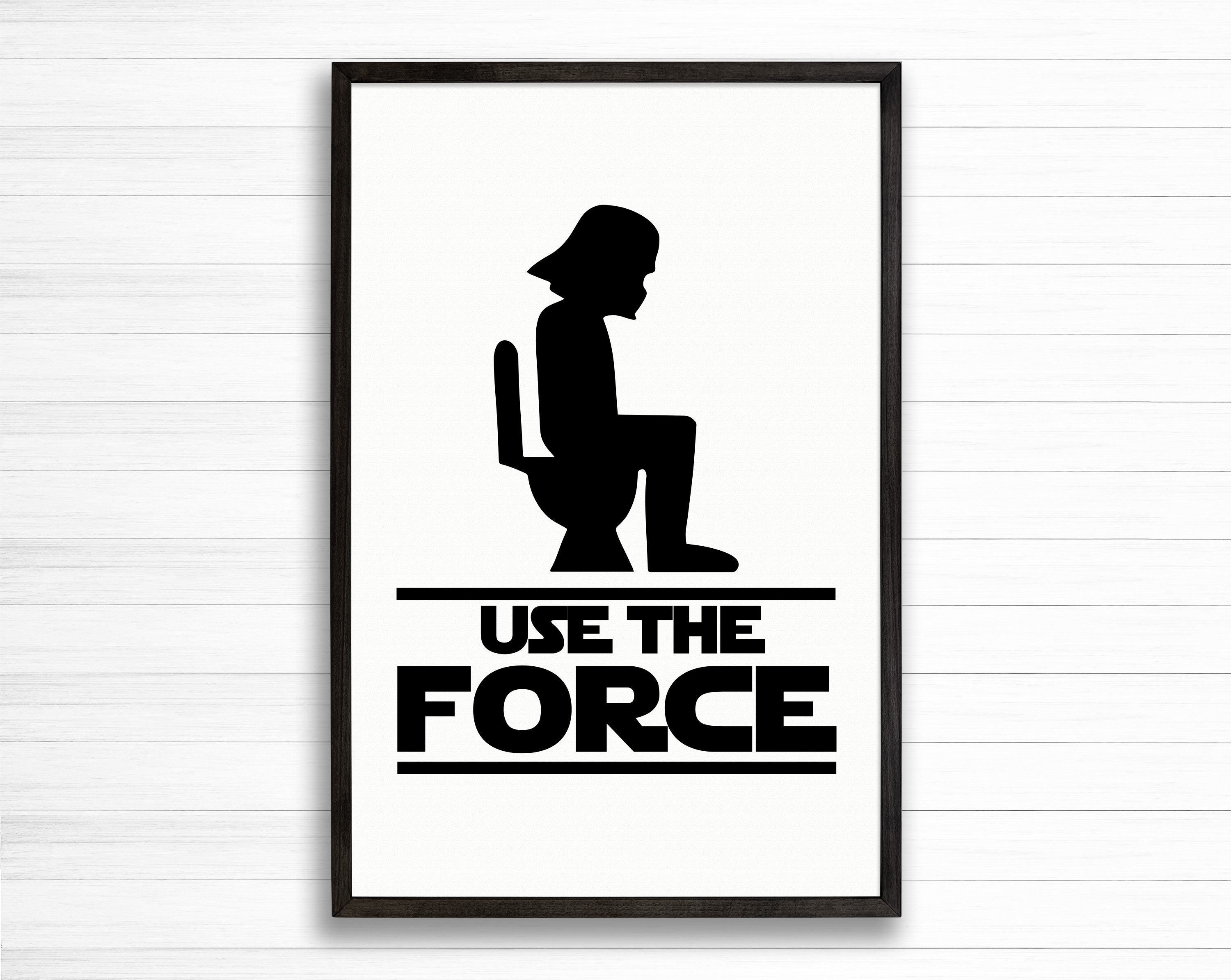 Bathroom Decor - Use the Force - Funny Humor - Framed Canvas Print ...