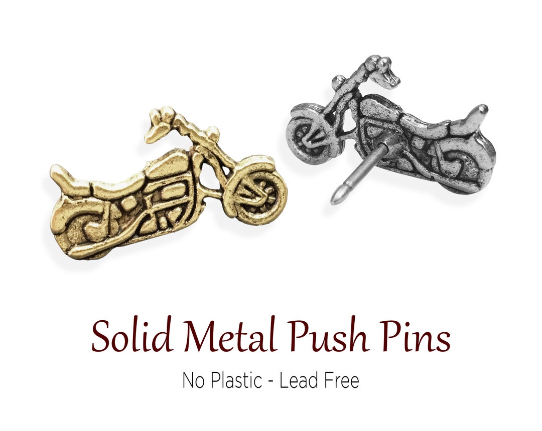 Gold or Silver Motorcycle Push Pins, Solid Metal, Motorbike Pin, Biker ...