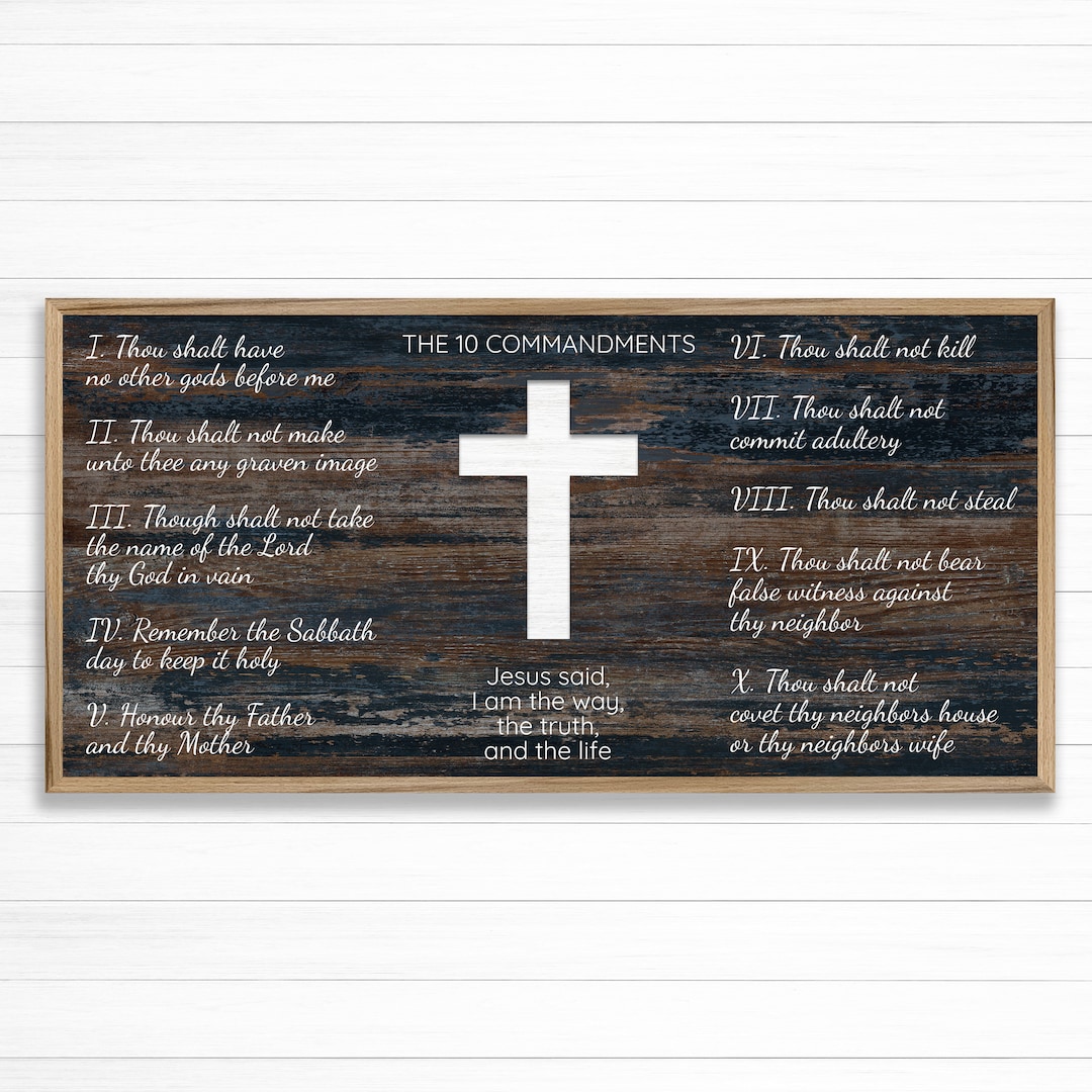 Ten Commandments Wall Art Spiritual Sign Christian Art Religious Wall ...