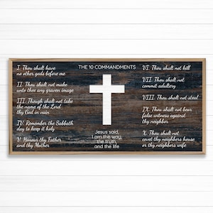Ten Commandments Wall Art Spiritual Sign Christian Art Religious Wall ...