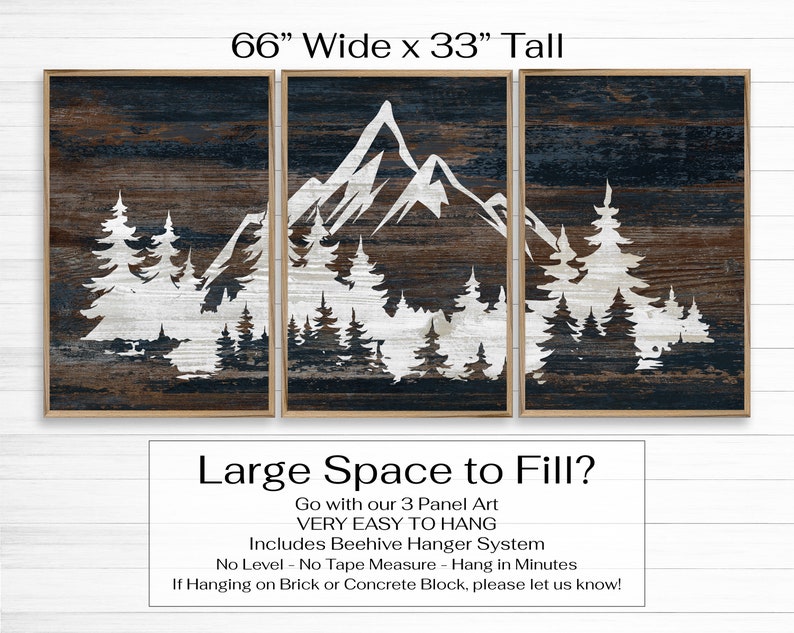 Mountain Wall Art - Cabin Art - Nature and Tree Art - Mountain Picture ...