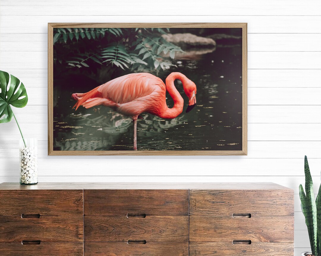 Pink Flamingo Picture | Home or Office Wall Art | Abstract Framed or ...