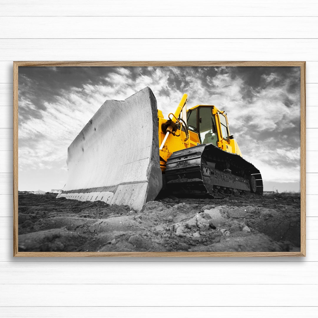Bulldozer Canvas Wrapped Wall Art, Nursery Room, Construction Equipment ...